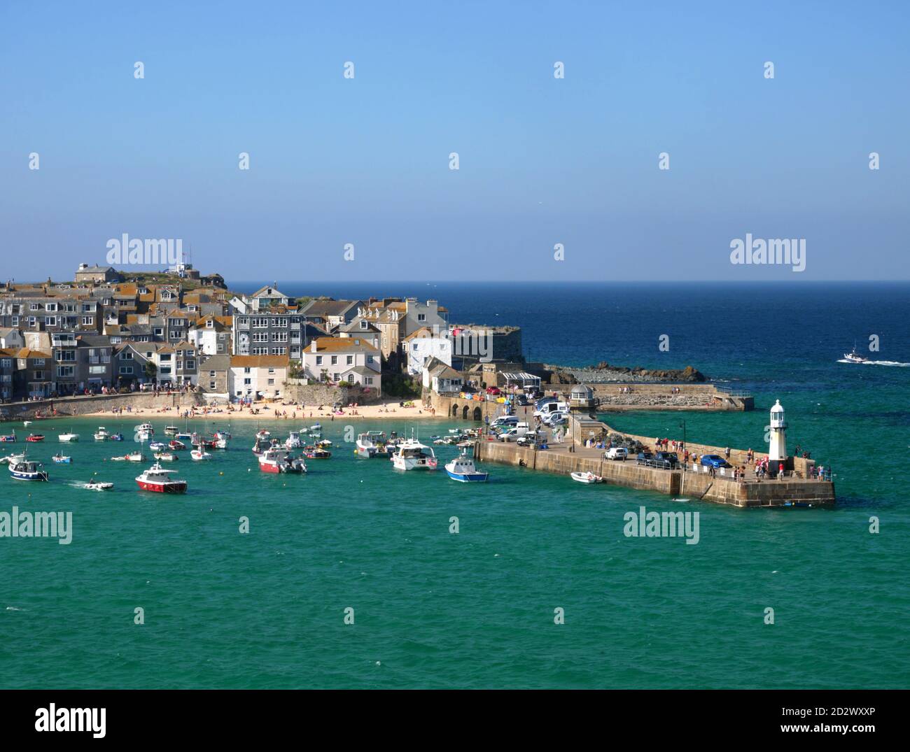 St Ives harbour, Cornwall, seen from the Malakoff Stock Photo - Alamy