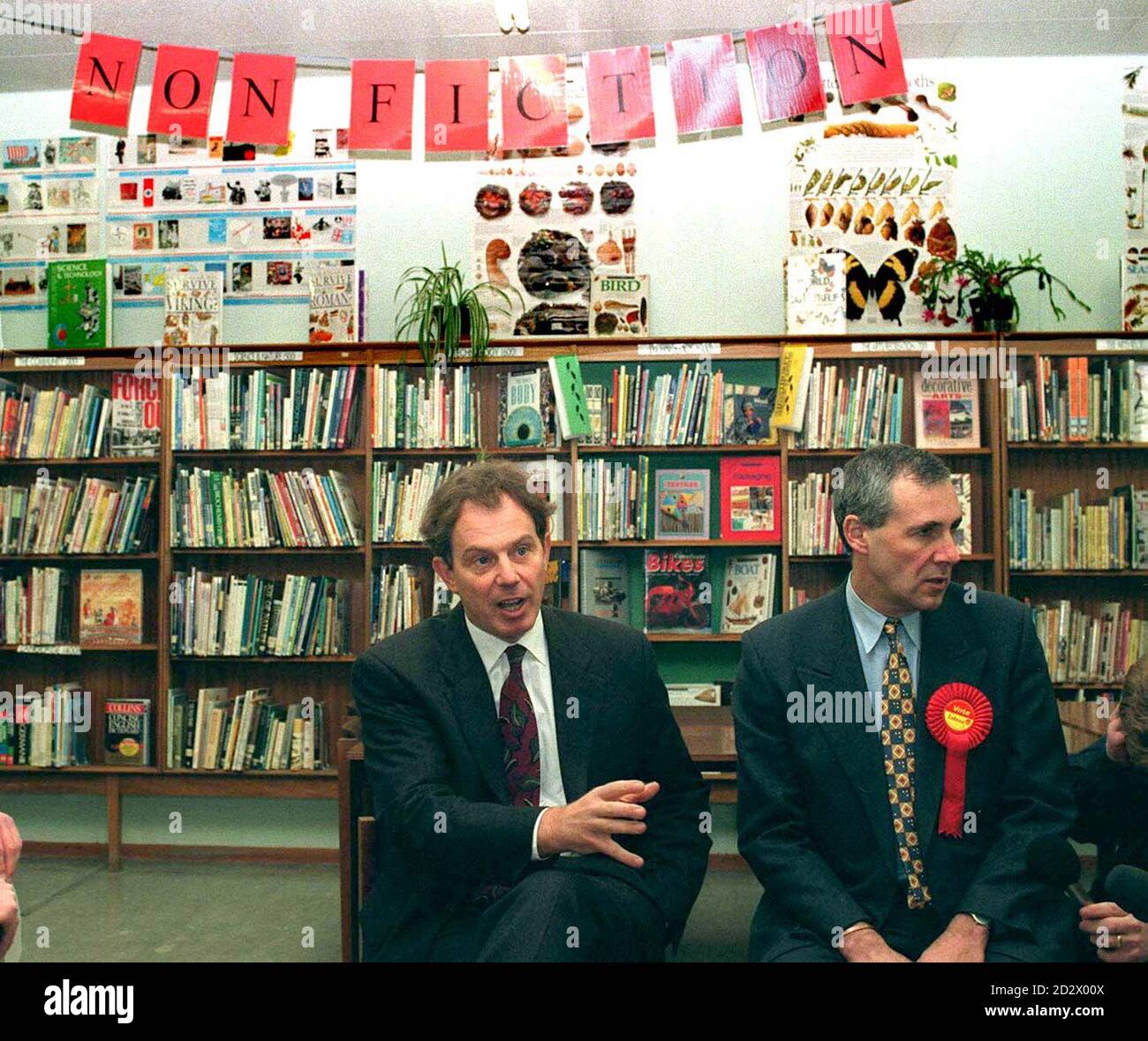 Labour Party Leader Tony Blair (left) with party candidate Jon Trickett ...