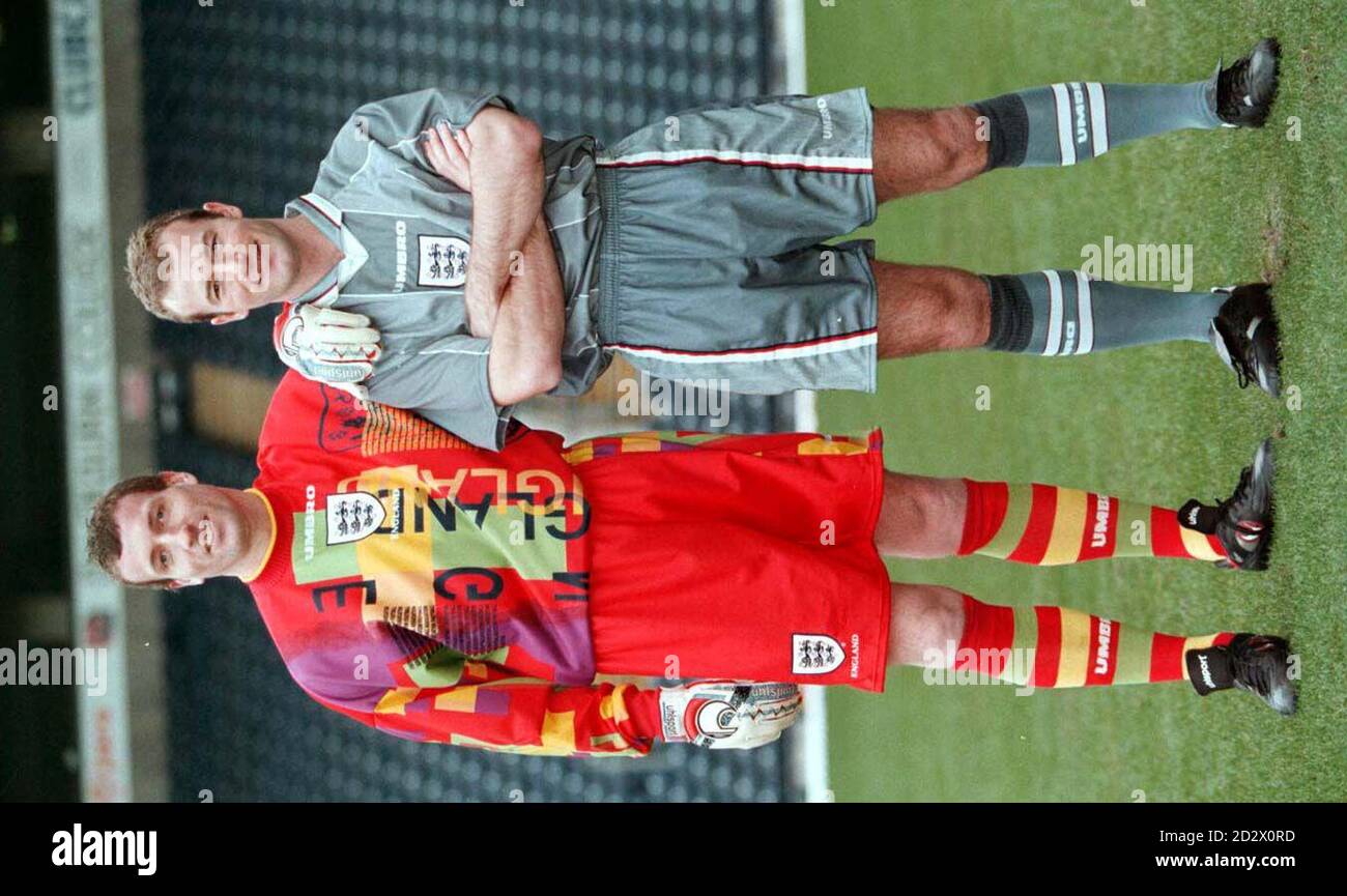 Goalkeeper Tim Flowers (left) and striker Alan Shearer modelling the ...