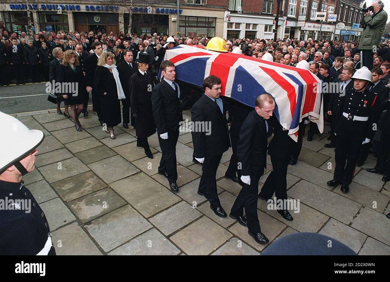 Firefighter Fleur Lombard's coffin is carried in to Derby Cathedral for ...