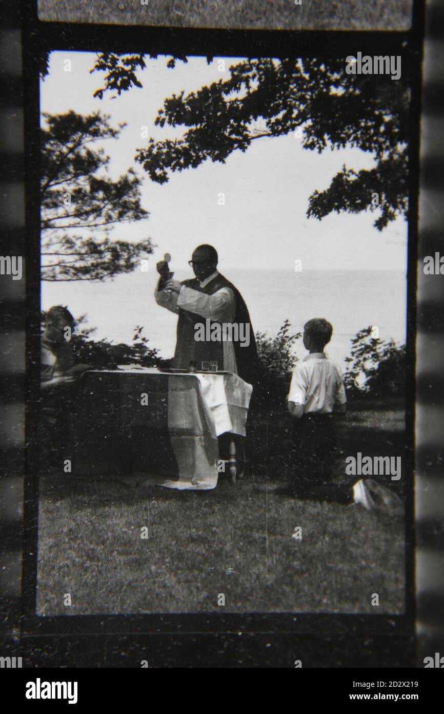Fine 1970s vintage black and white photography of a Catholic priest ...
