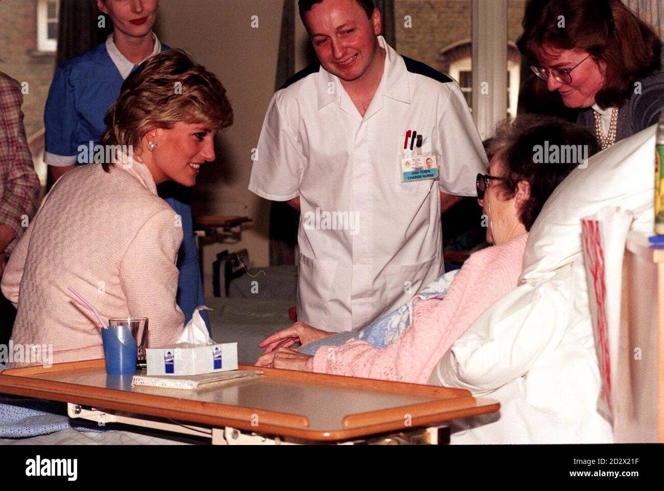 The Princess of Wales talks to Mrs Josephine Lancaster (r) and her ...