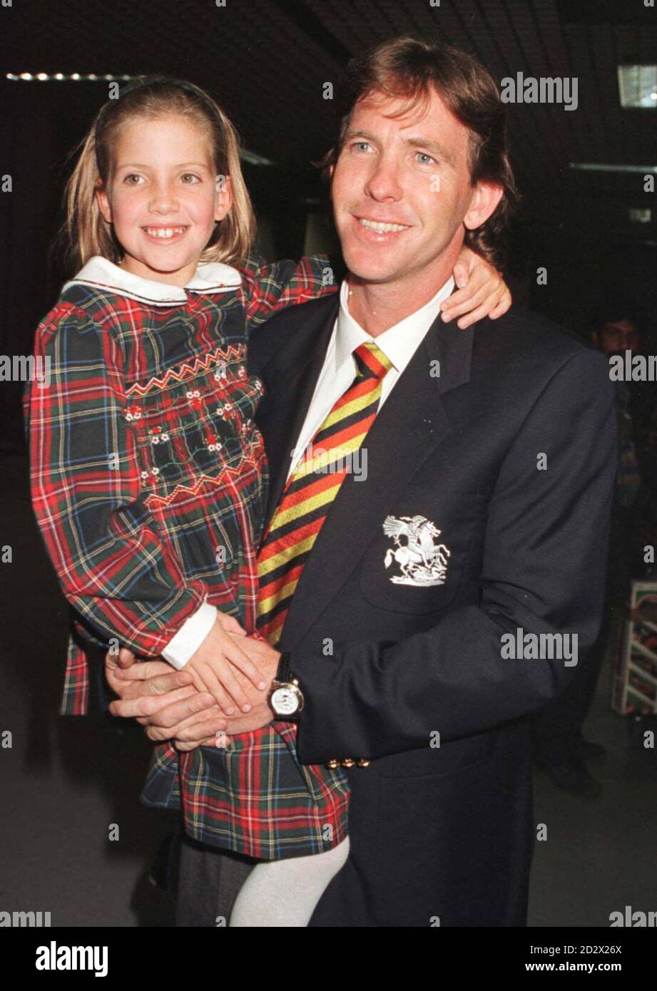 Dermot Reeve is greeted by his seven-year-old daughter Emily on his ...