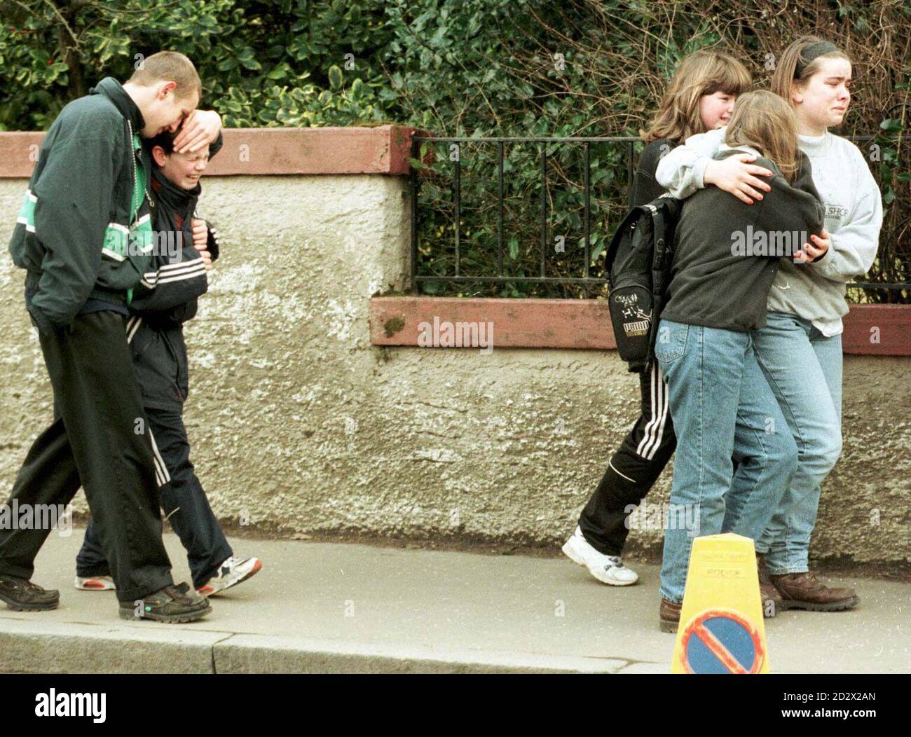 School children show their emotions at Dunblane Primary School Stock ...