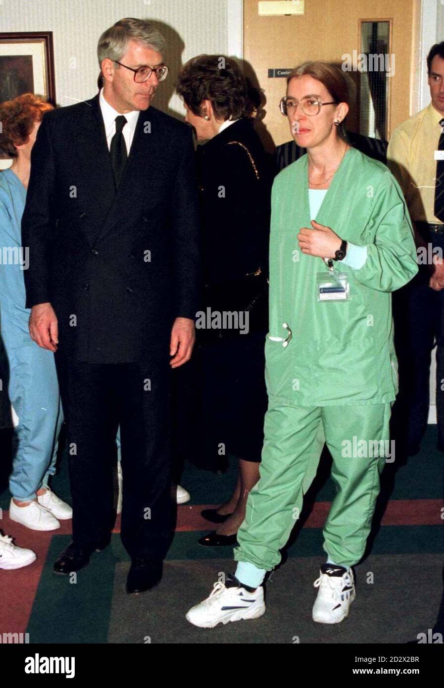 Prime Minister John Major meeting Brenda Fleming, a member of the ...