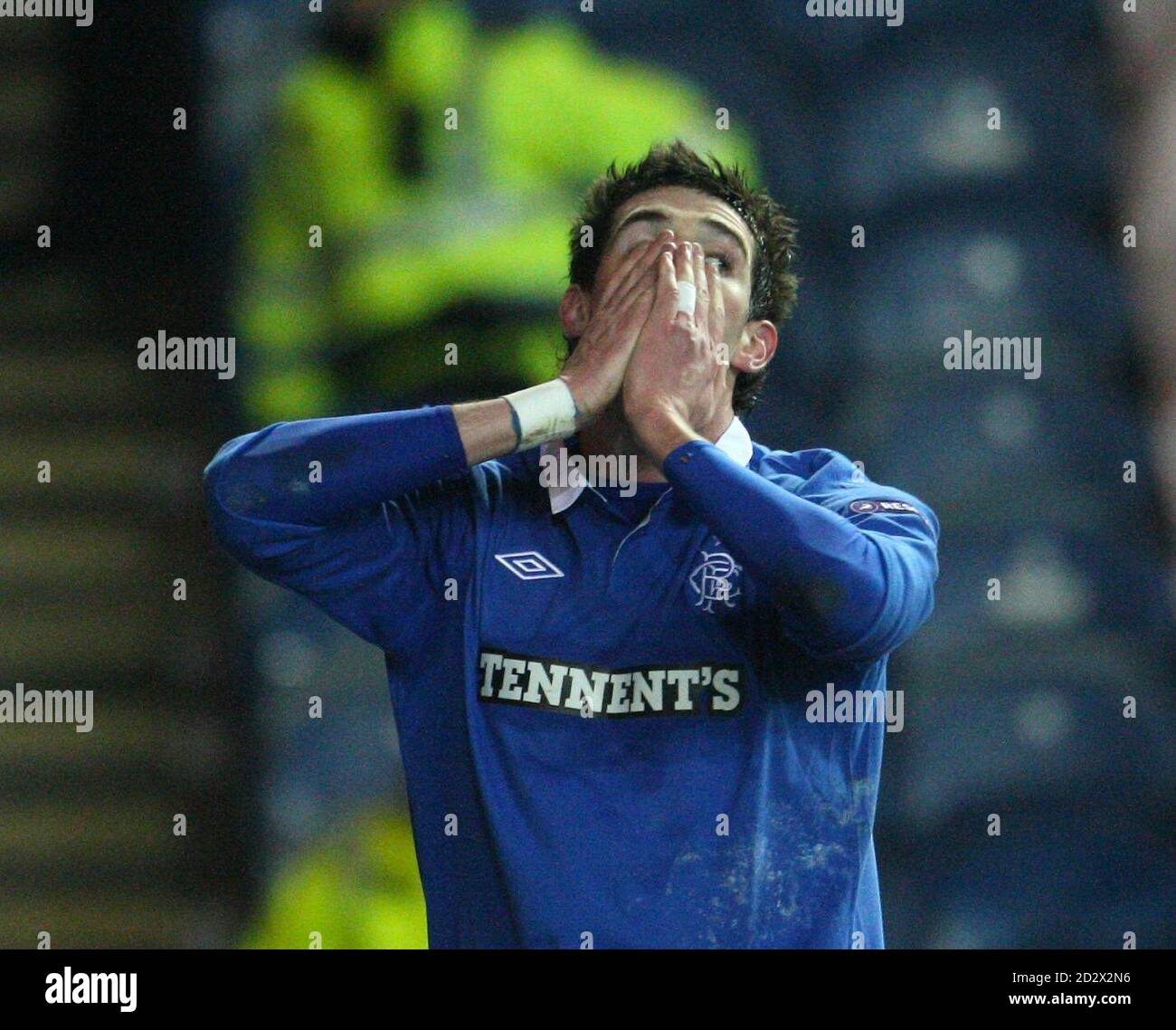Rangers' Kyle Lafferty reacts during the UEFA Europa League match at ...