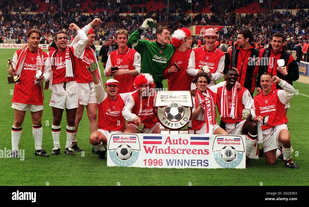 Rotherham United celebrate after winning the Auto Windscreens Shield at ...