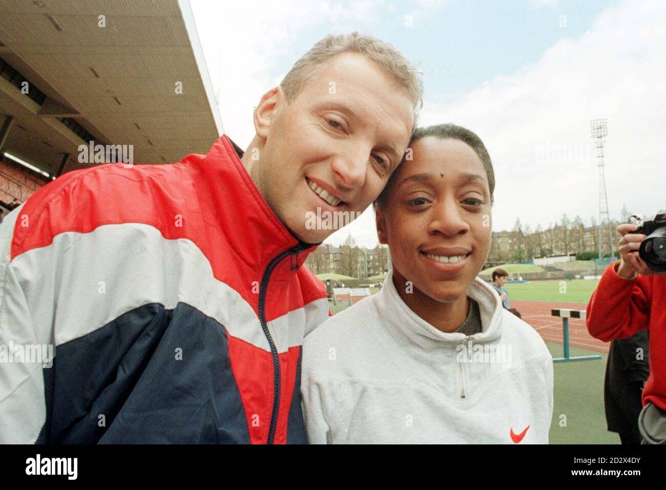 Diane Modahl with her husband Vicente after she won her first track ...