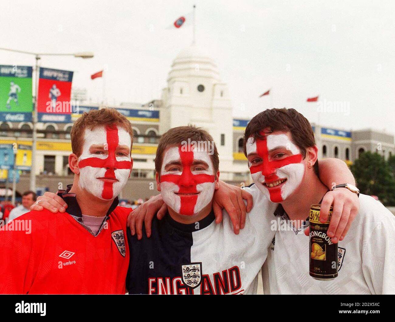 Face-painted England fans arrive at Wembley for the start of the Euro ...