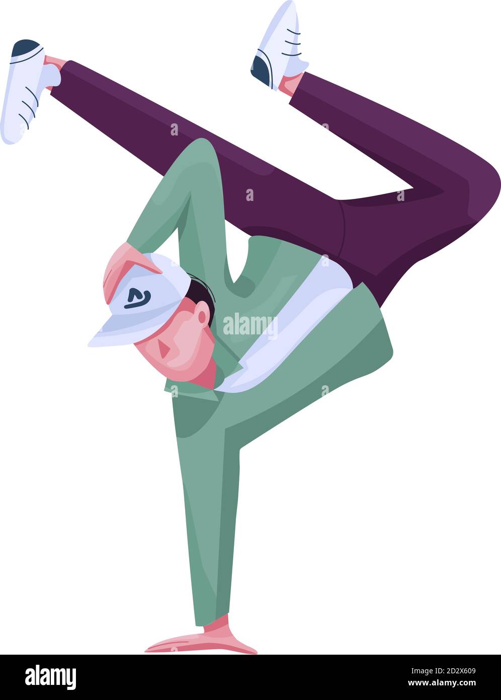Street dance performer flat color vector faceless character. Teenage ...