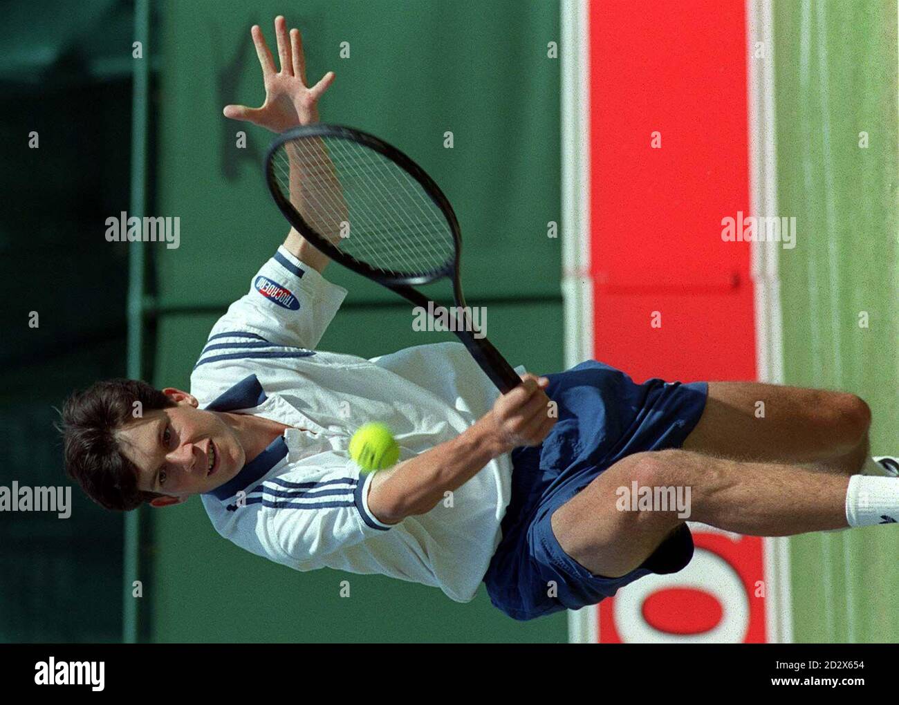 British tennis Number One Tim Henman in action today (Wednesday) at the ...