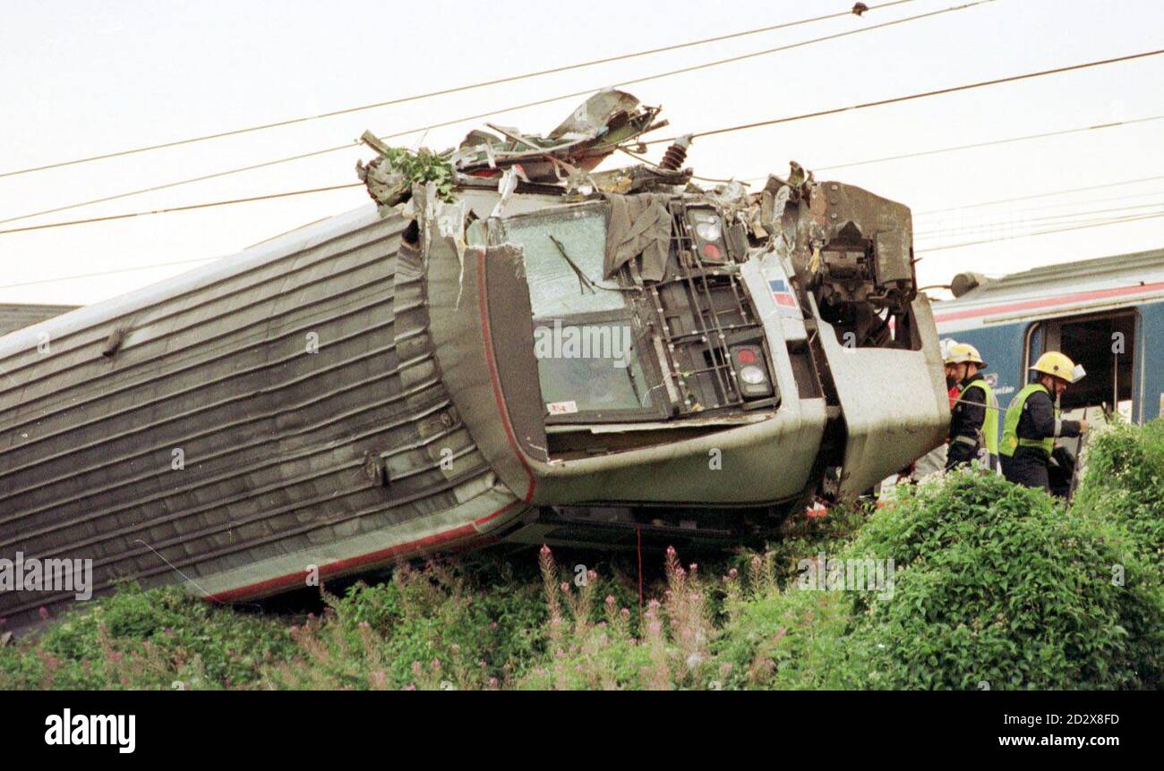 Rescue workers at the scene of a rail crash near Radlett Road, Watford ...