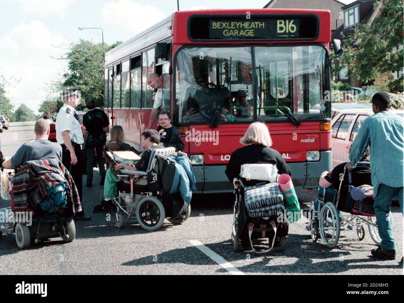 Demonstrators of the Disabled People's Direct Action Network (DAN) stop ...