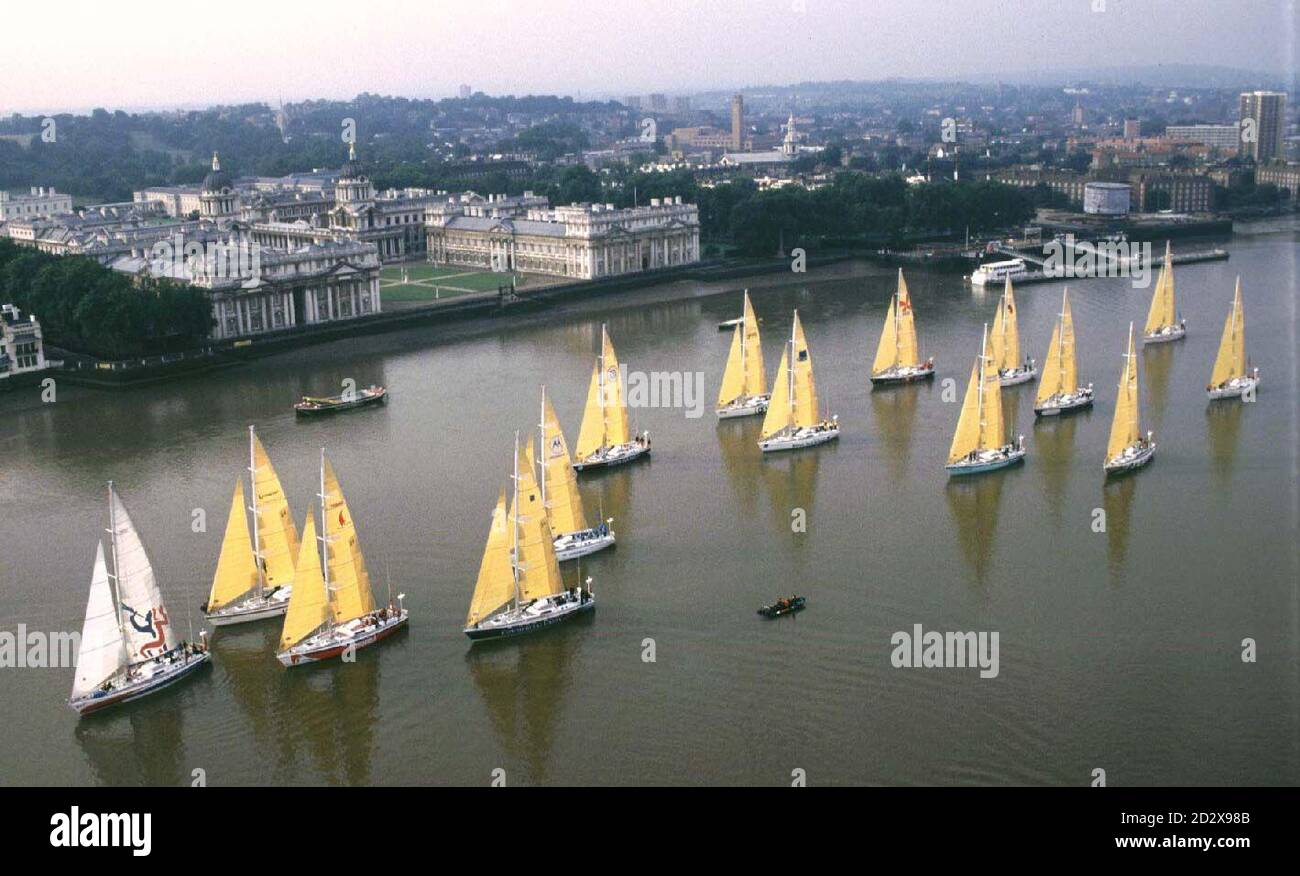Competitors in the BT Global Challenge Round The World Yacht Race, sail ...