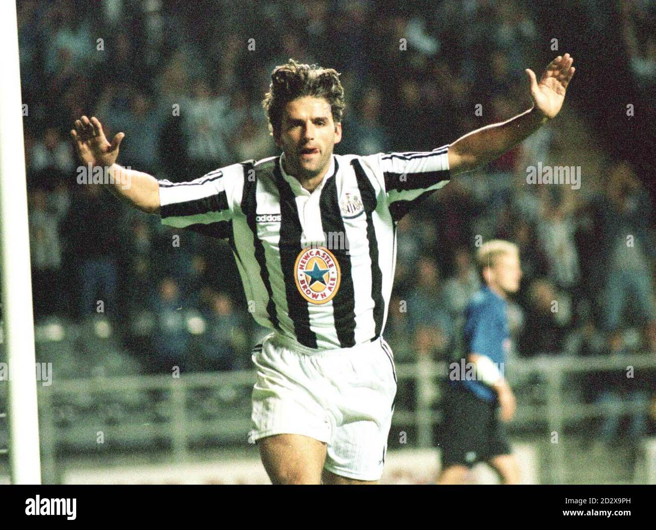Phillippe Albert celebrates after scoring Newcastle's first goal ...