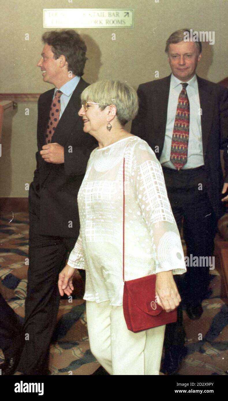 Labour leader Tony Blair arives at a TUC dinner in Blackpool tonight ...