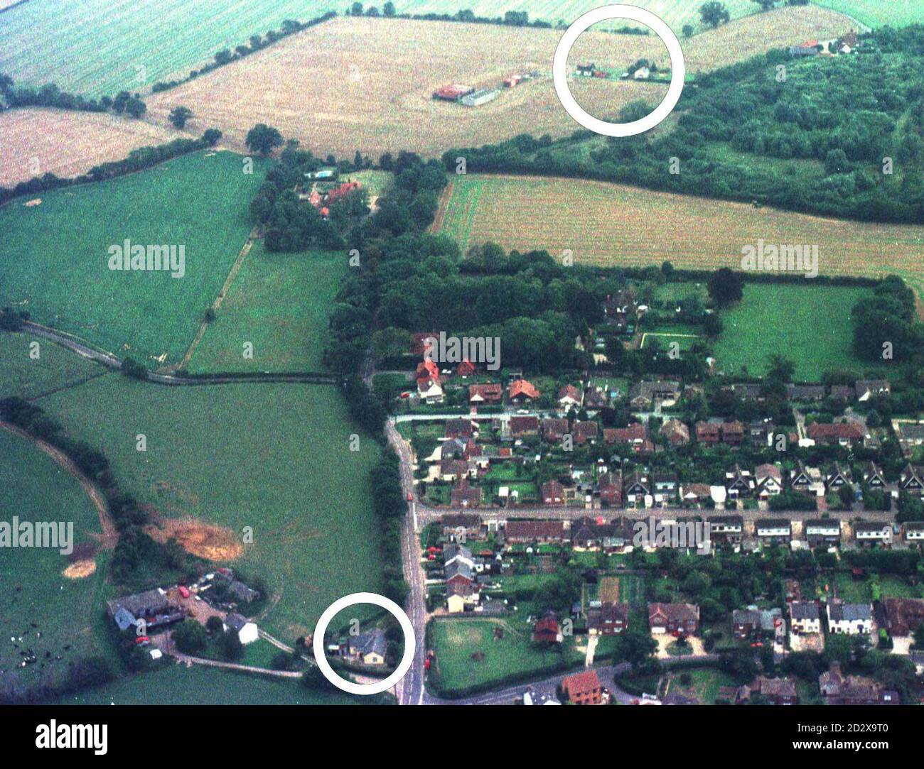 Aerial view of Ulting, Essex, showing the Jarvis family home (bottom ...