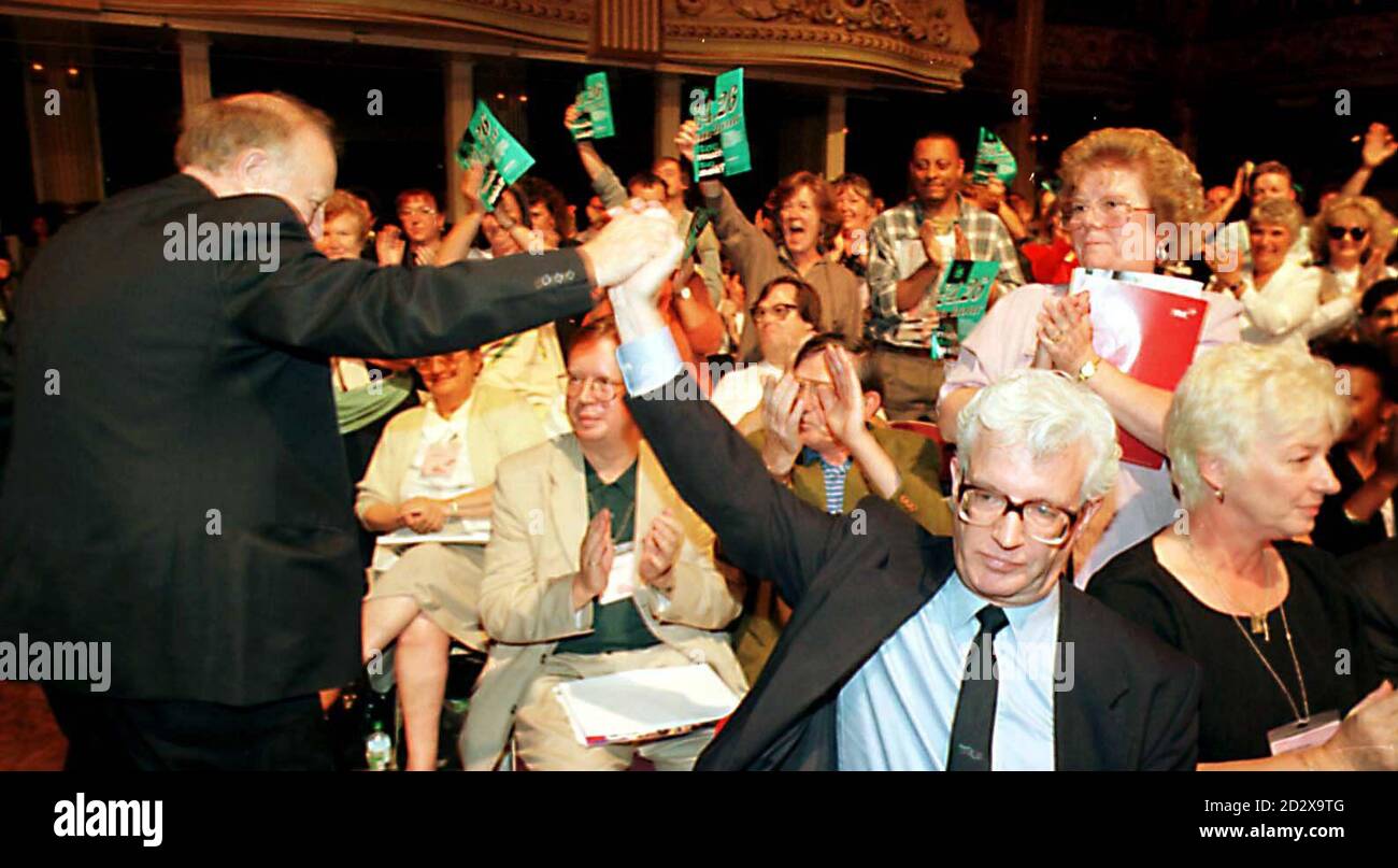 Miners' leader Arthur Scargill congratulates Unison general secretary ...