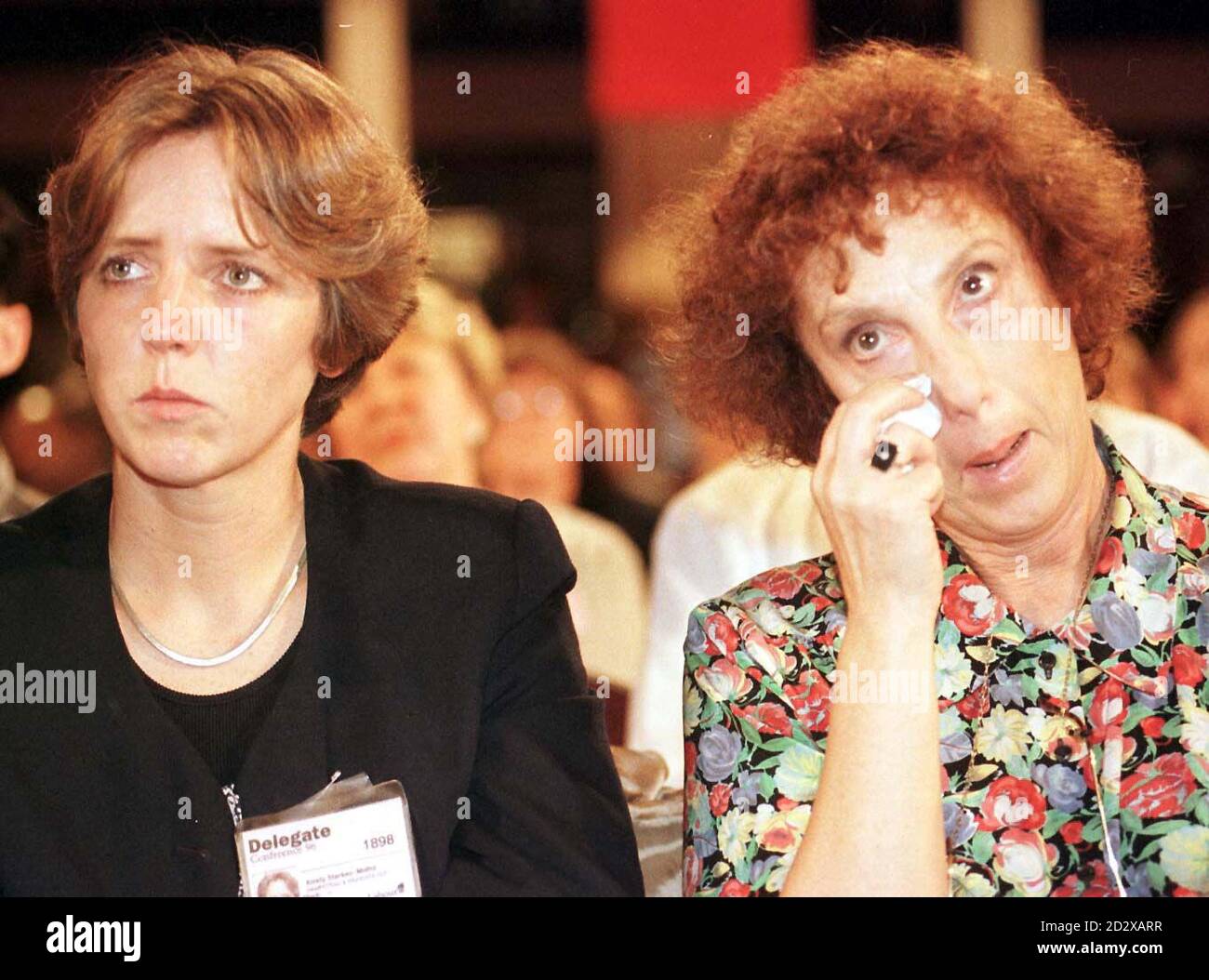 Two delegates at the Labour Party conference weep as they listen to Ann ...