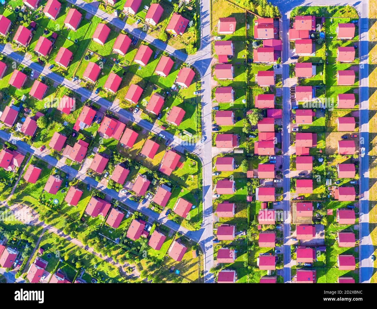 Housing in large suburban area aerial top view Stock Photo - Alamy