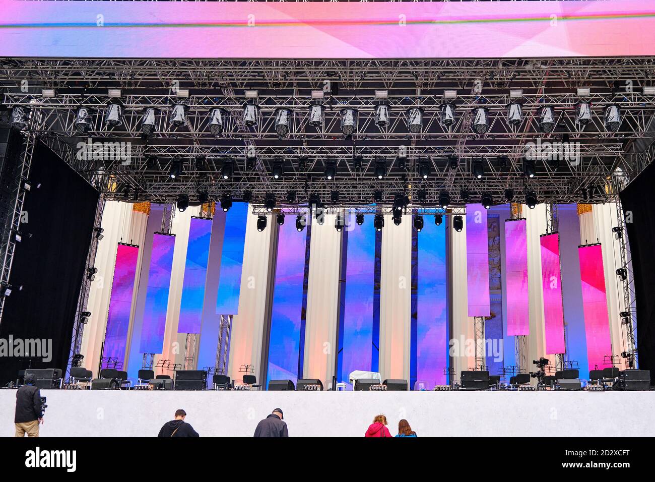 Street concert stage with people waiting for the music festival Stock ...