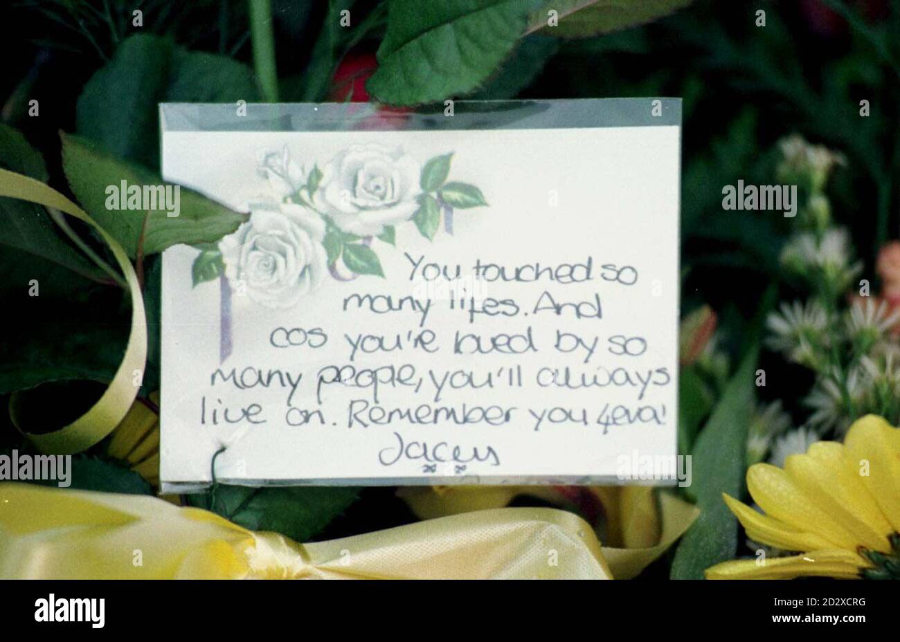 One of many tributes paid among flowers for David Hattersley, the ...