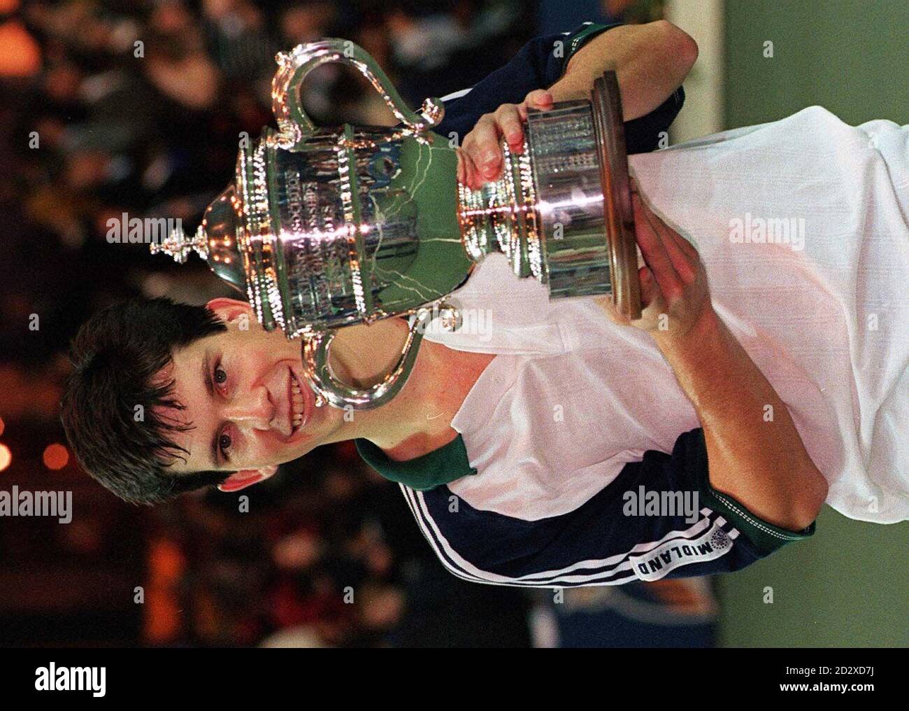 Tim Henman with his trophy after he beat Greg Ruzedski in the final of ...