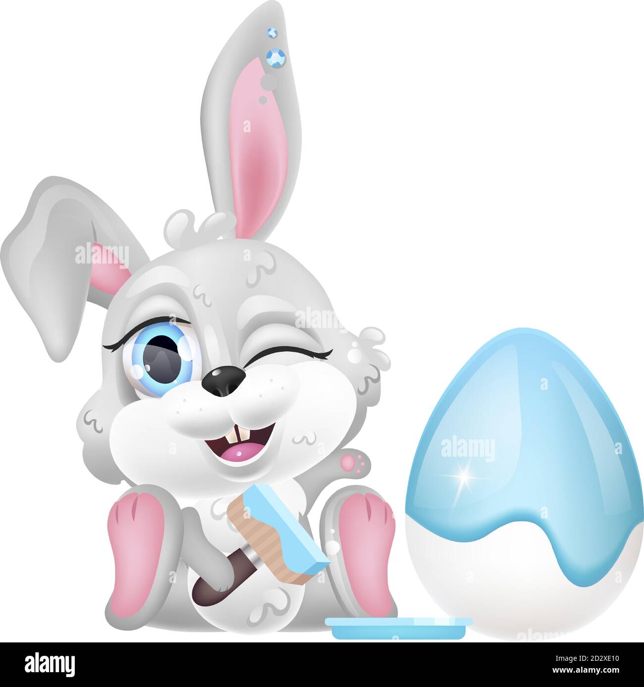 Cute Easter bunny kawaii cartoon vector character. Spring holiday ...