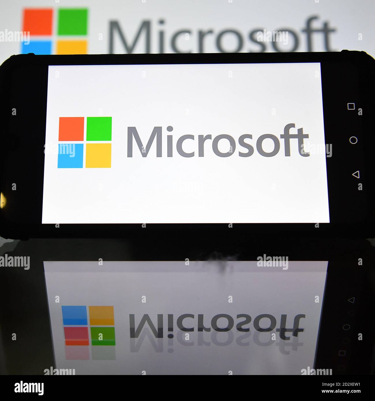 Microsoft logos displayed on screens in London, UK Stock Photo - Alamy