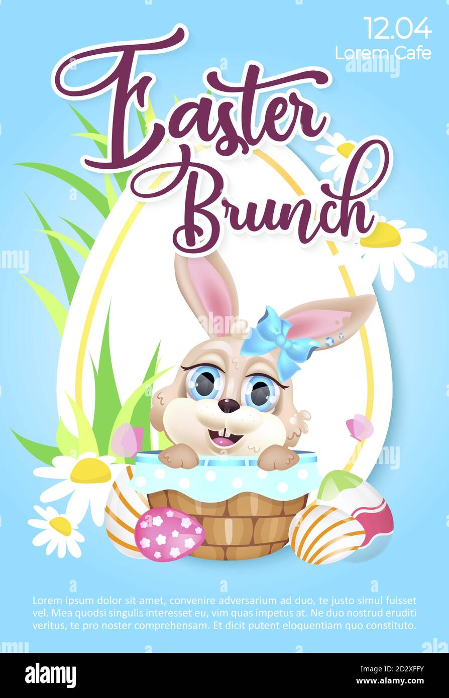 Easter brunch poster flat vector template. Pascha celebration. Brochure ...