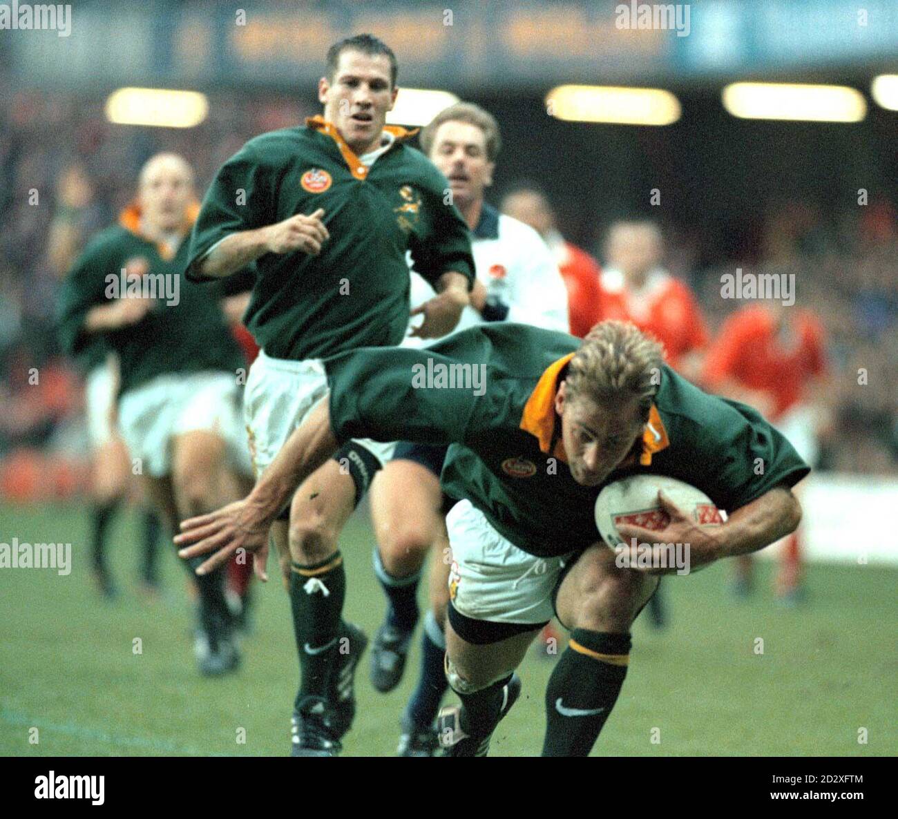 Andre Joubert scores for South Africa in today's (Sunday) international ...