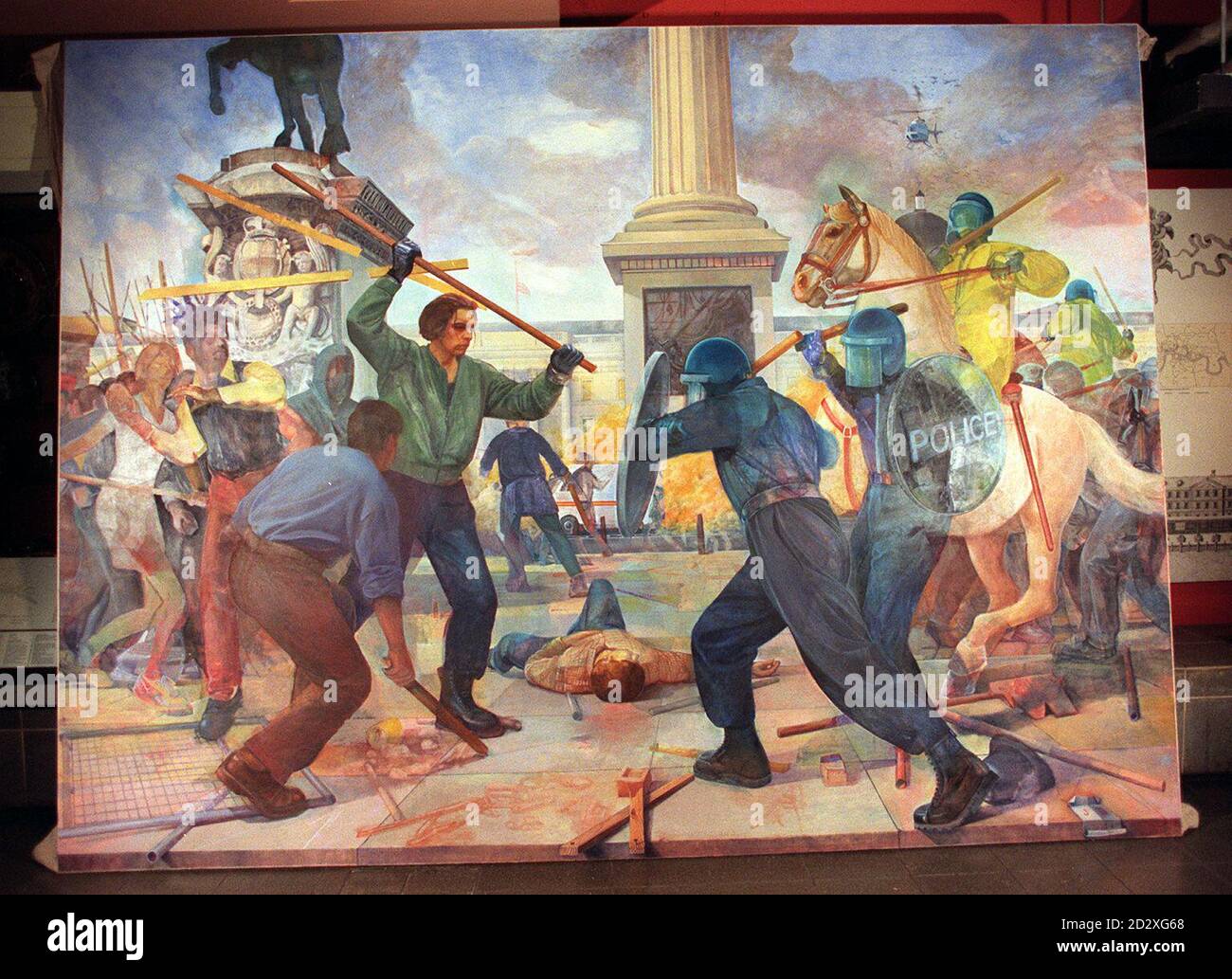 Artist John Bartlett's interpretation of the March 1990 poll tax riot ...