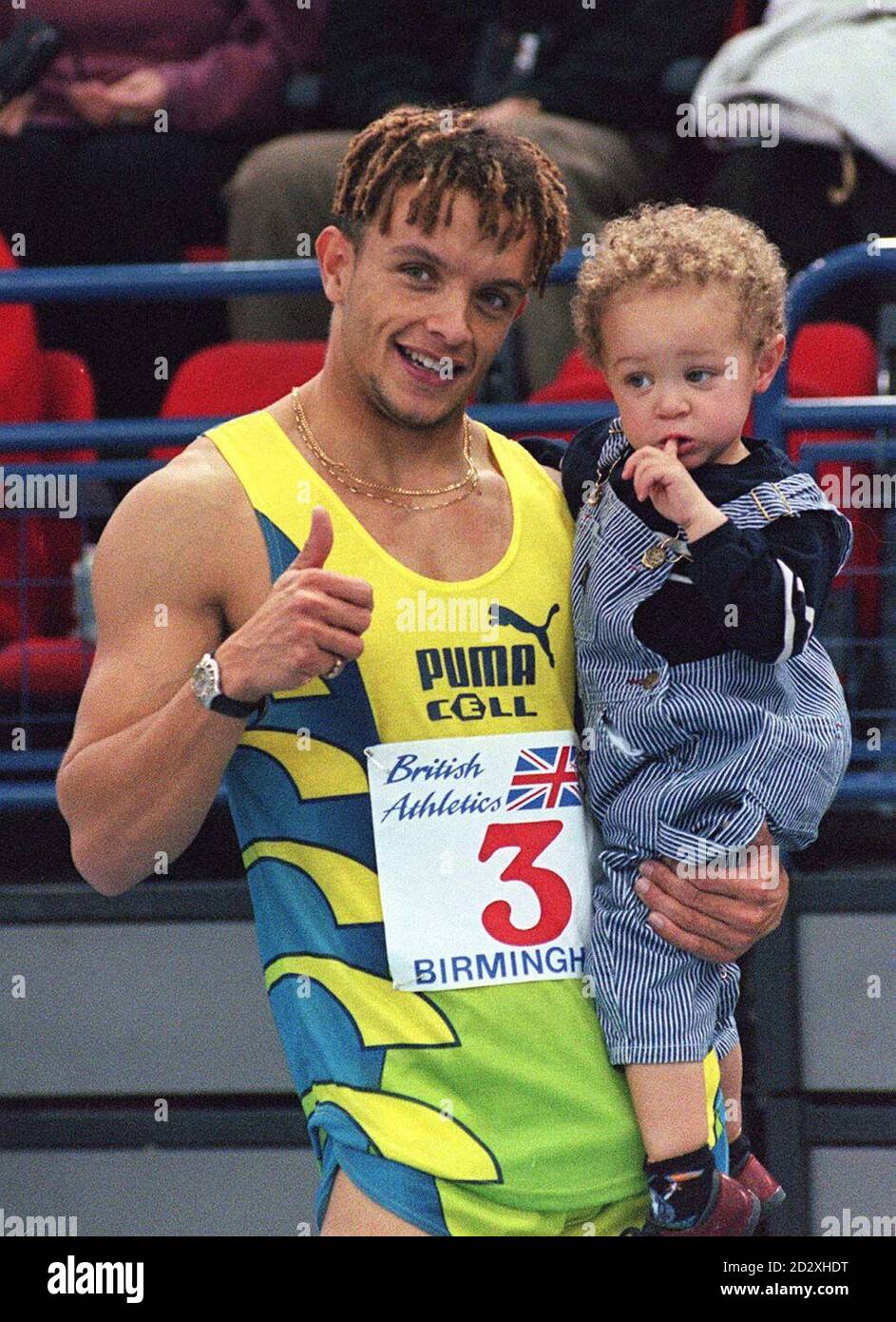 Jamie Baulch of Cardiff with his son Jay after setting a British Indoor ...
