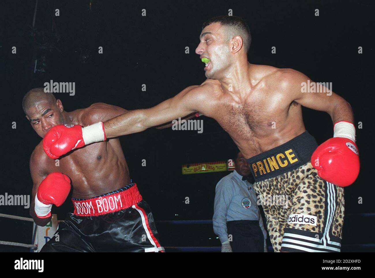 WBO Featherweight champion Prince Naseem Hamed swings a right at IBF ...