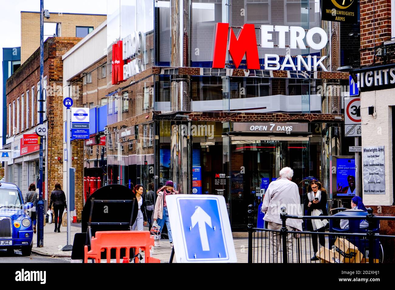 London UK October 06 2020, High Street Branch Of Town Centre Metro Bank ...