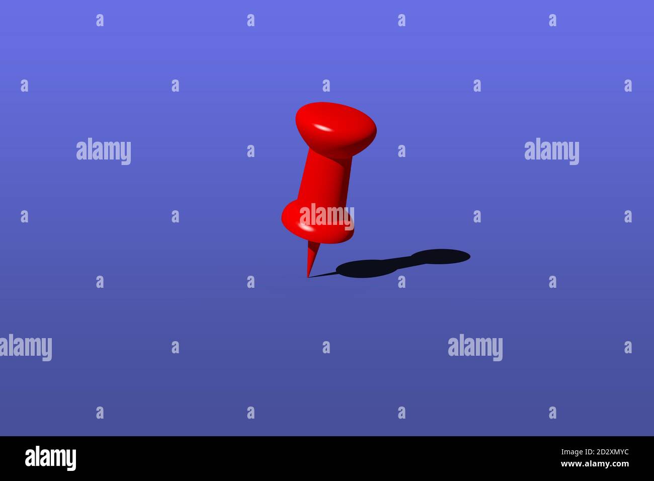 Red pin on blue background. 3D render illustration Stock Photo - Alamy