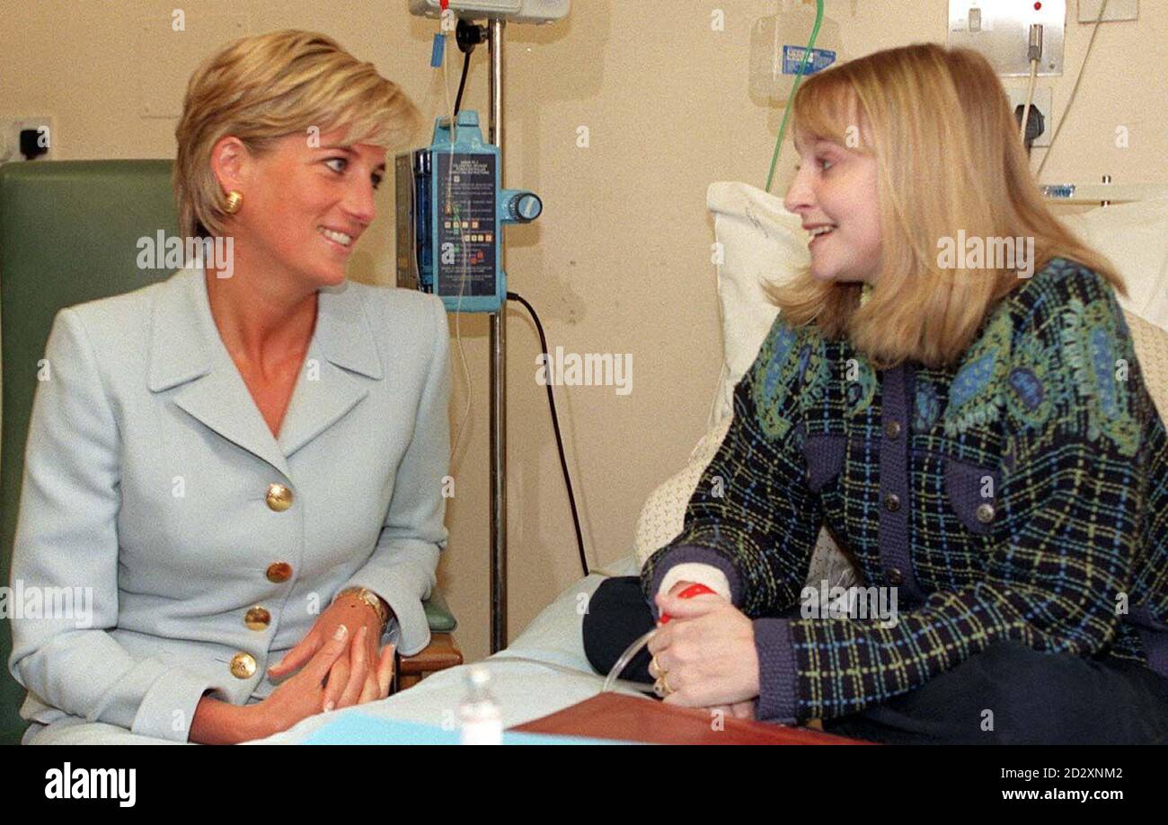 Diana, Princess of Wales, talks to cystic fibrosis sufferer Nicky Welsh ...