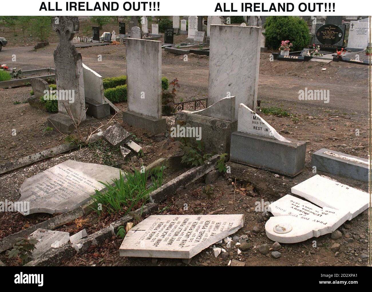 ALL IRELAND OUT: The scene after vandals smashed about 100 headstones ...
