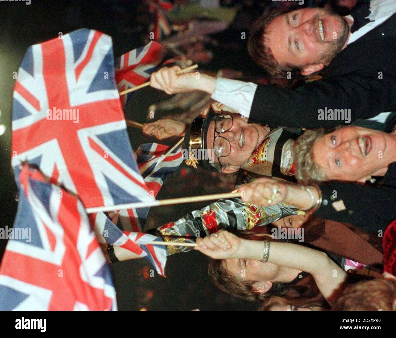 British impresario Johnathan King (centre) leading the celebrations at ...