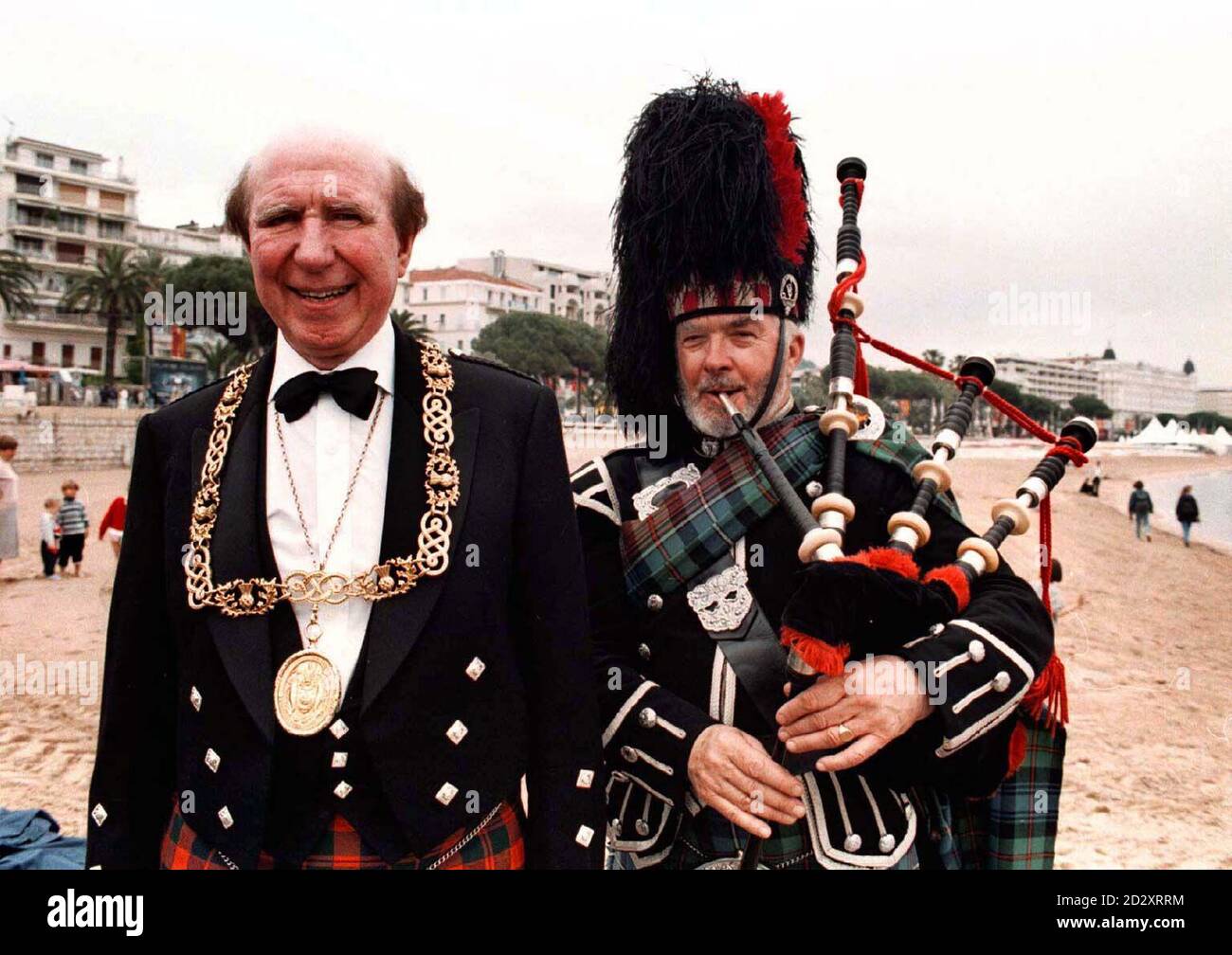 Scottish Lord Provost Pat Lally (left), and piper George Reid (right ...