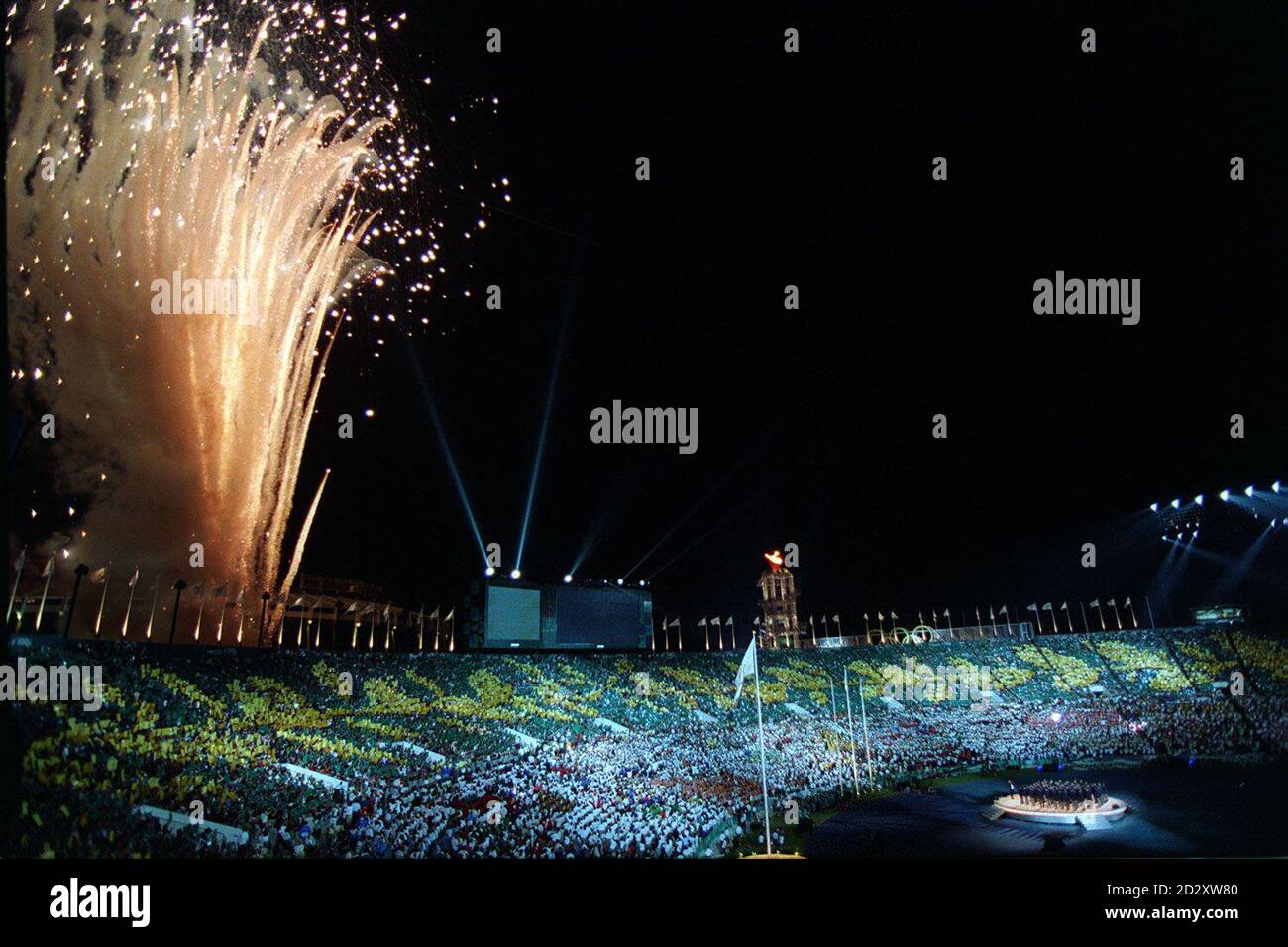 Fireworks explode over the Olympic Stadium, Atlanta, this evening ...