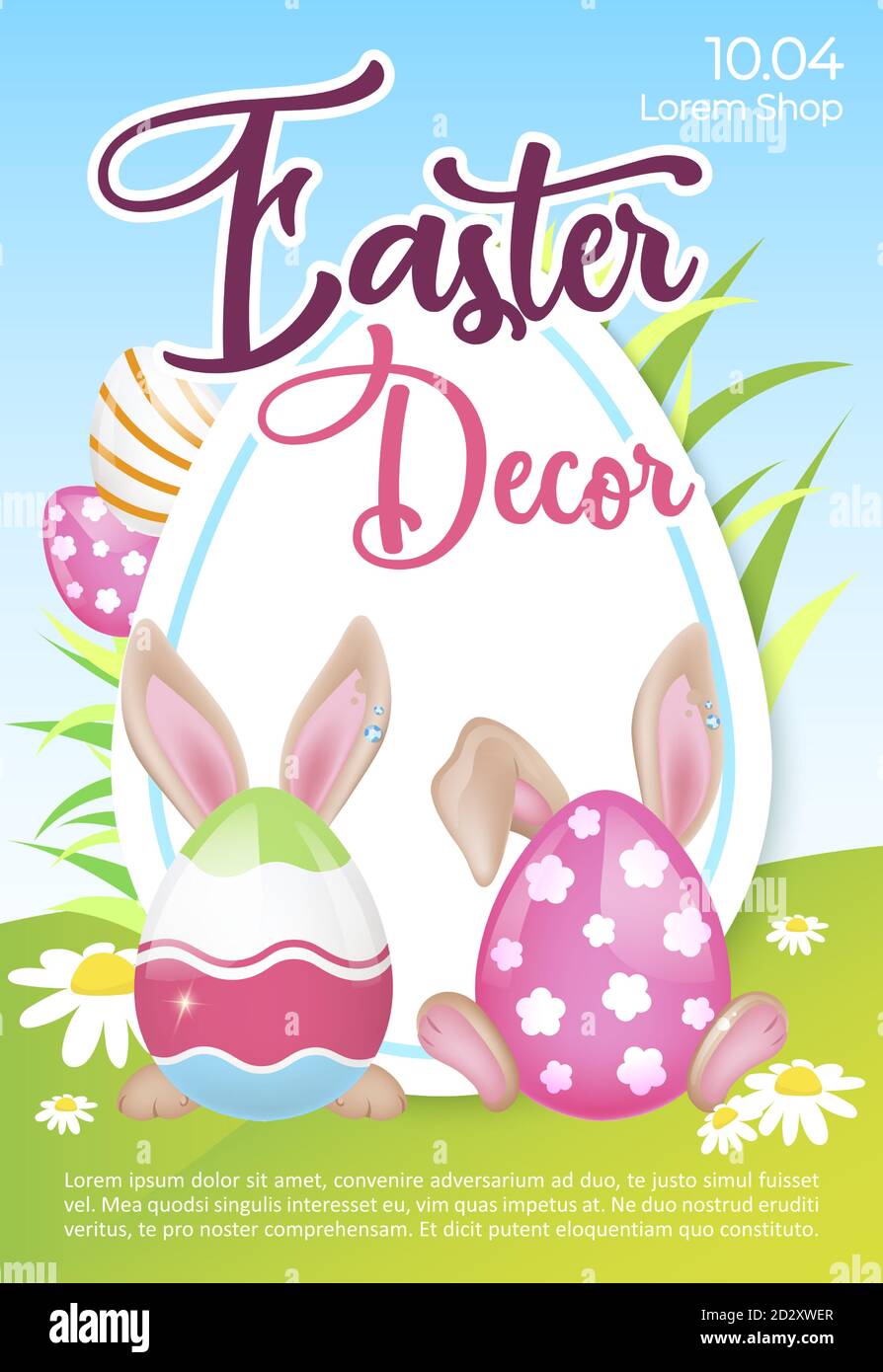 Easter decor poster flat vector template. Spring holiday Pascha ...