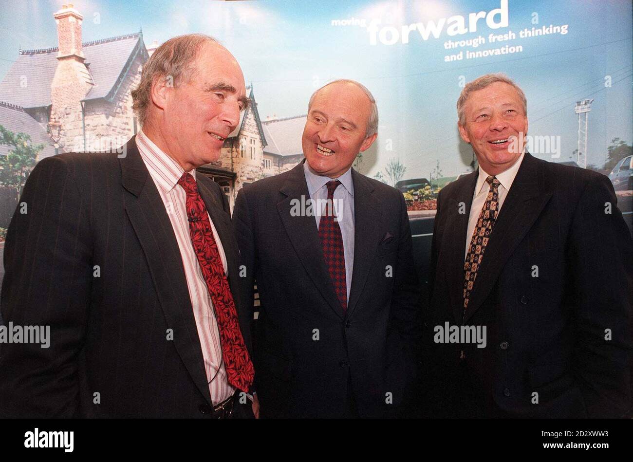 L to R: Railtrack Chief Executive John Edmonds, Chairman Robert Horton ...
