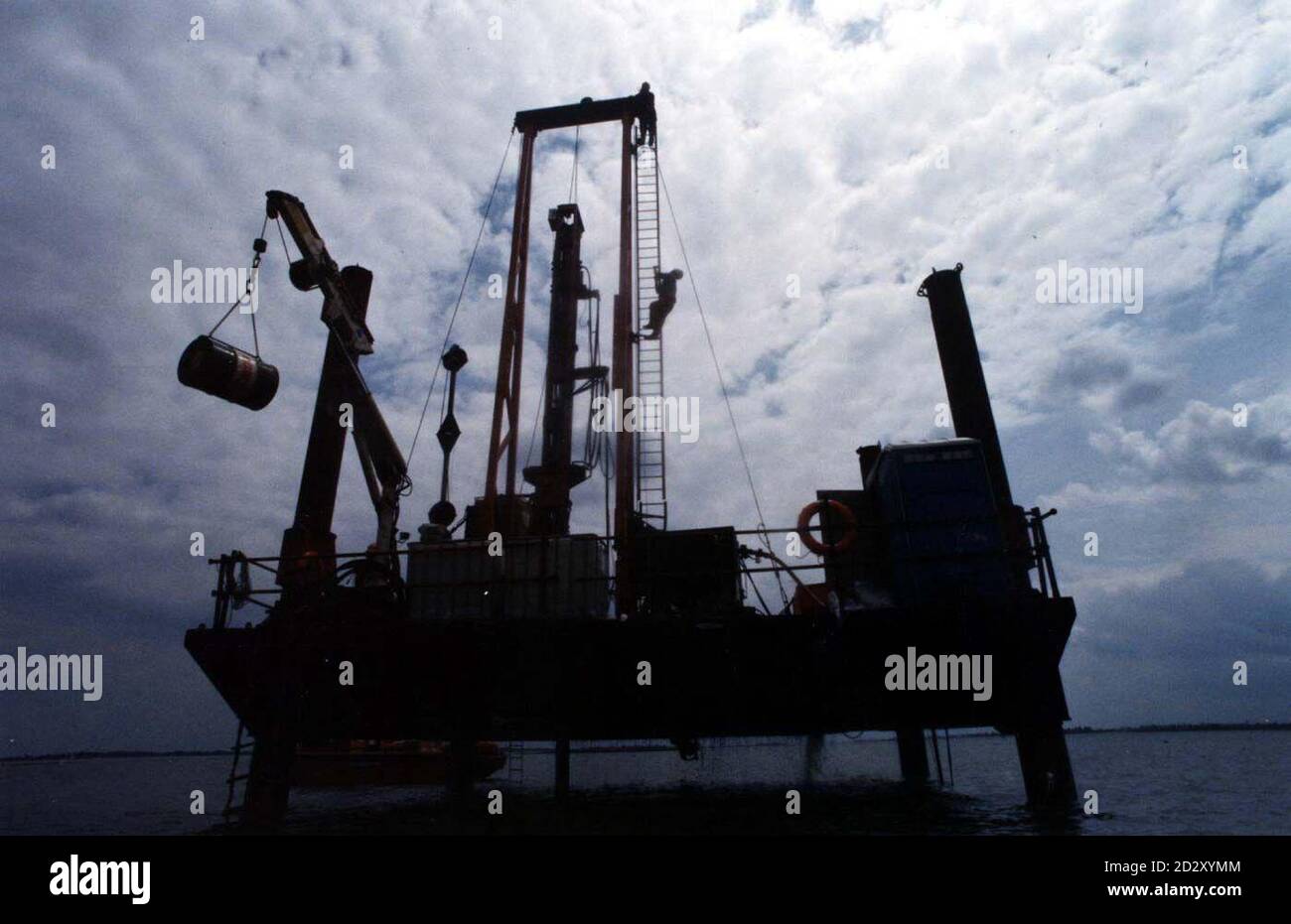 A floating mini platform rig has been floated into Langstone Harbour to ...