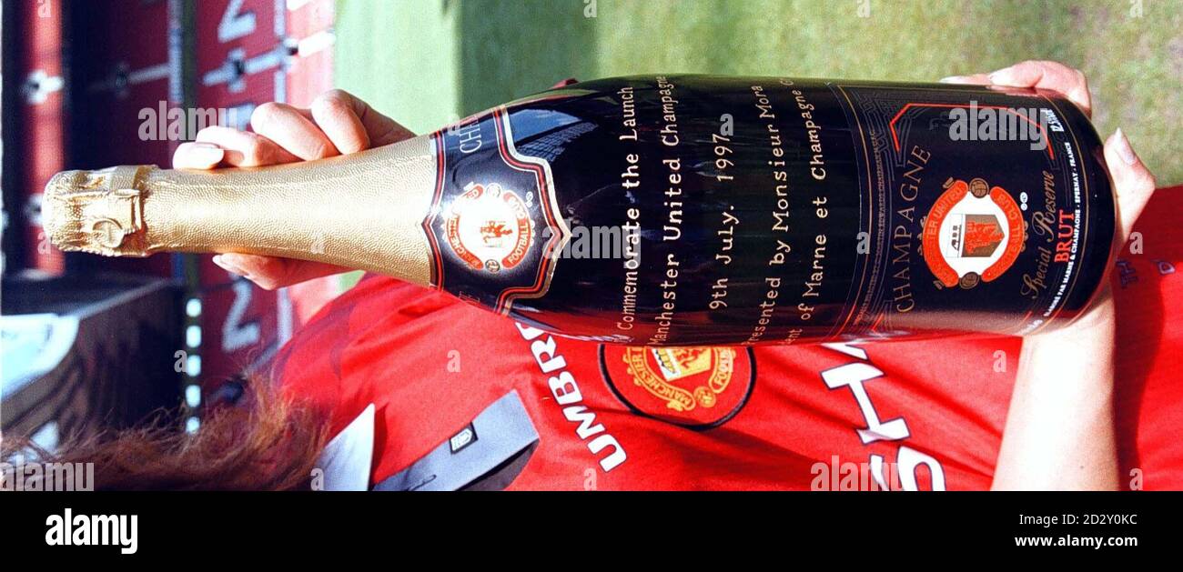 A bottle of Manchester United Football Club's own Champagne which was ...