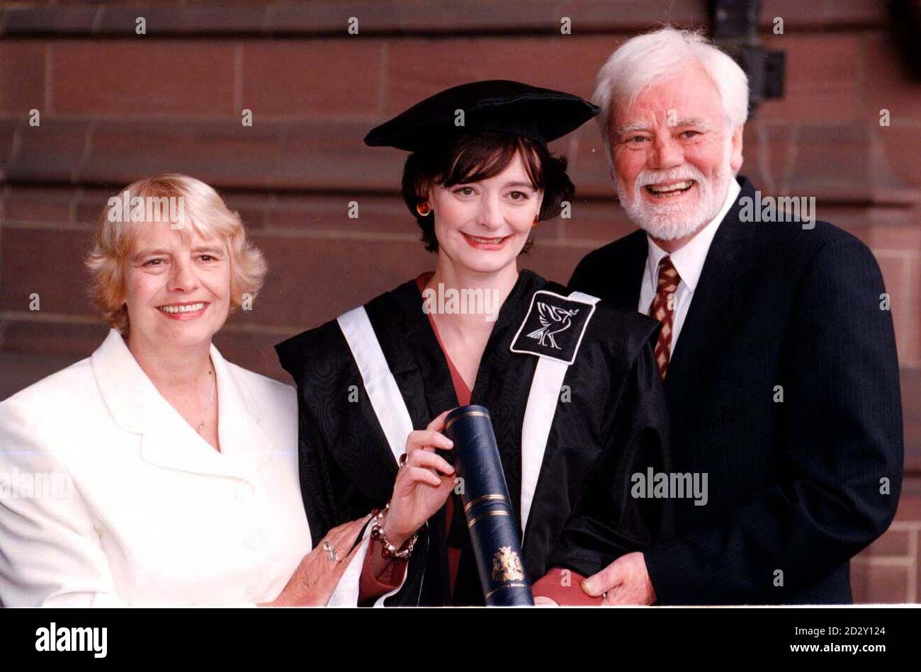 The Prime Minister's wife Cherie Booth is congratulated by her parents ...