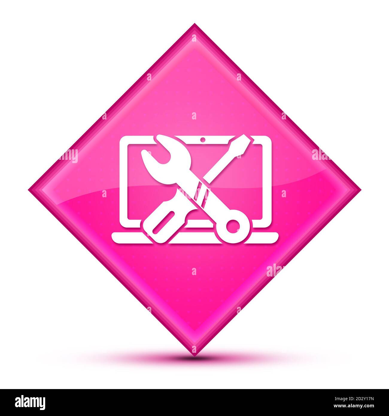Repair computer icon isolated on luxurious wavy pink diamond button ...
