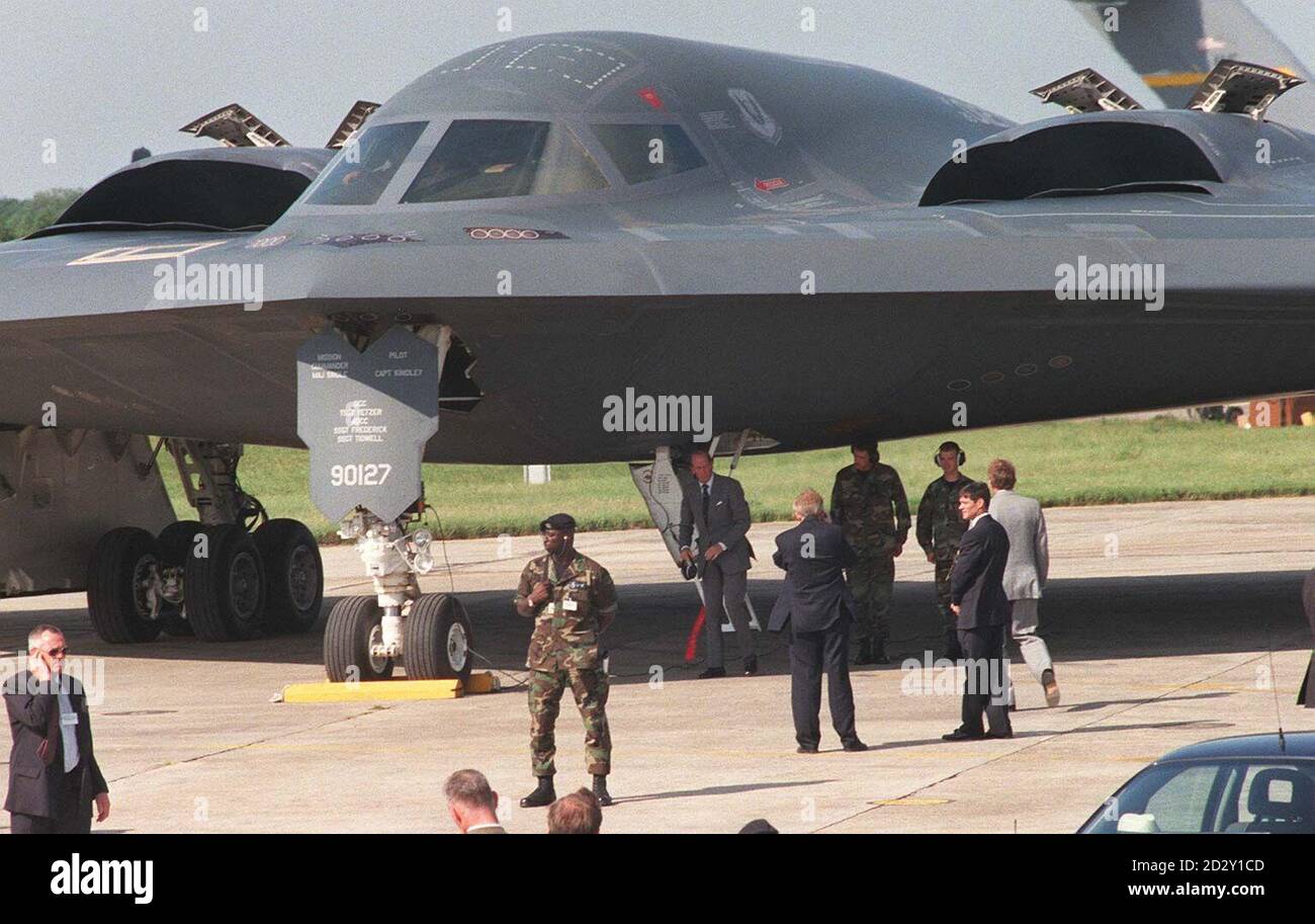 The Duke of Kent emerges amid tight security, from the USAF B2 Stealth ...
