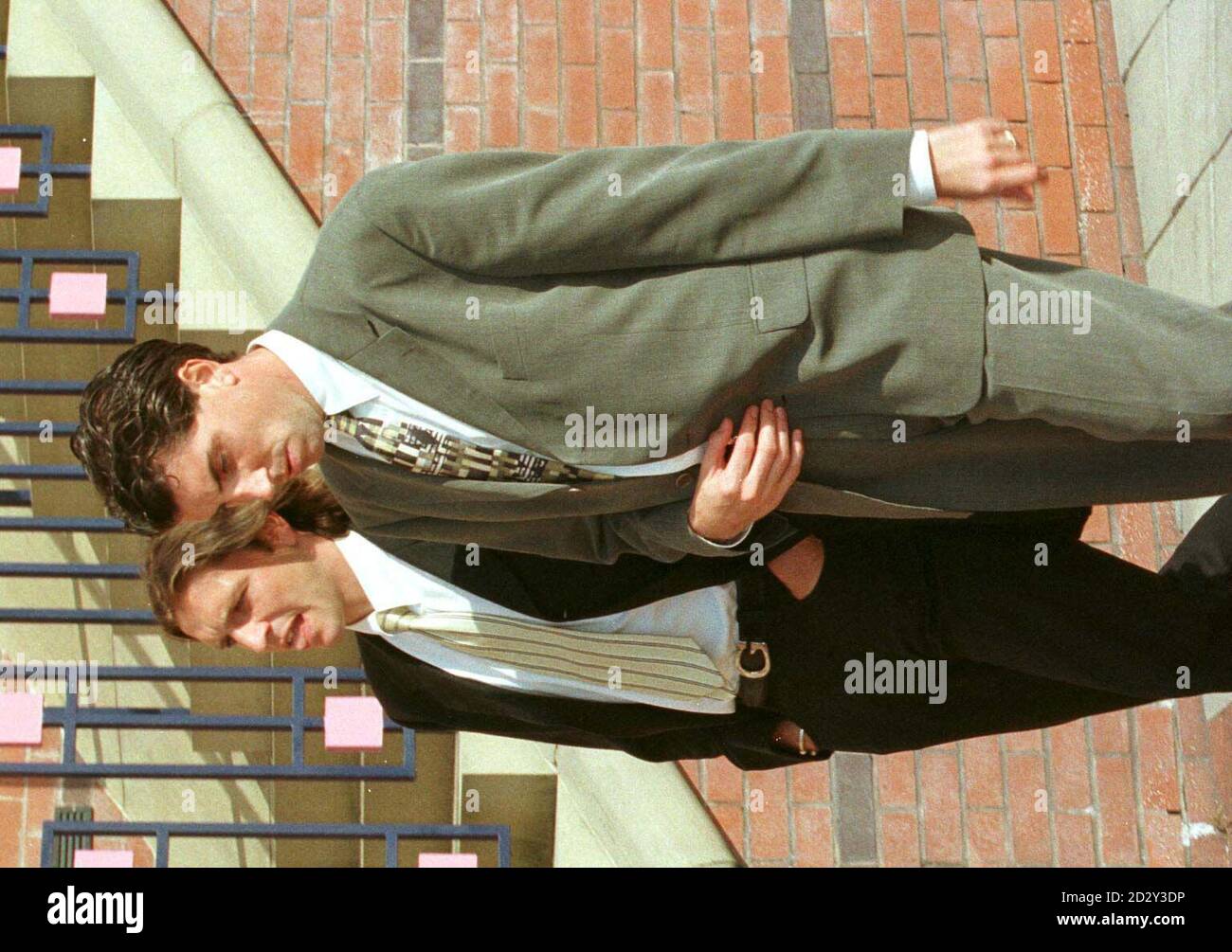 Leeds United soccer stars Lee Sharpe (l) and Paul Beesley (r) arrive at ...