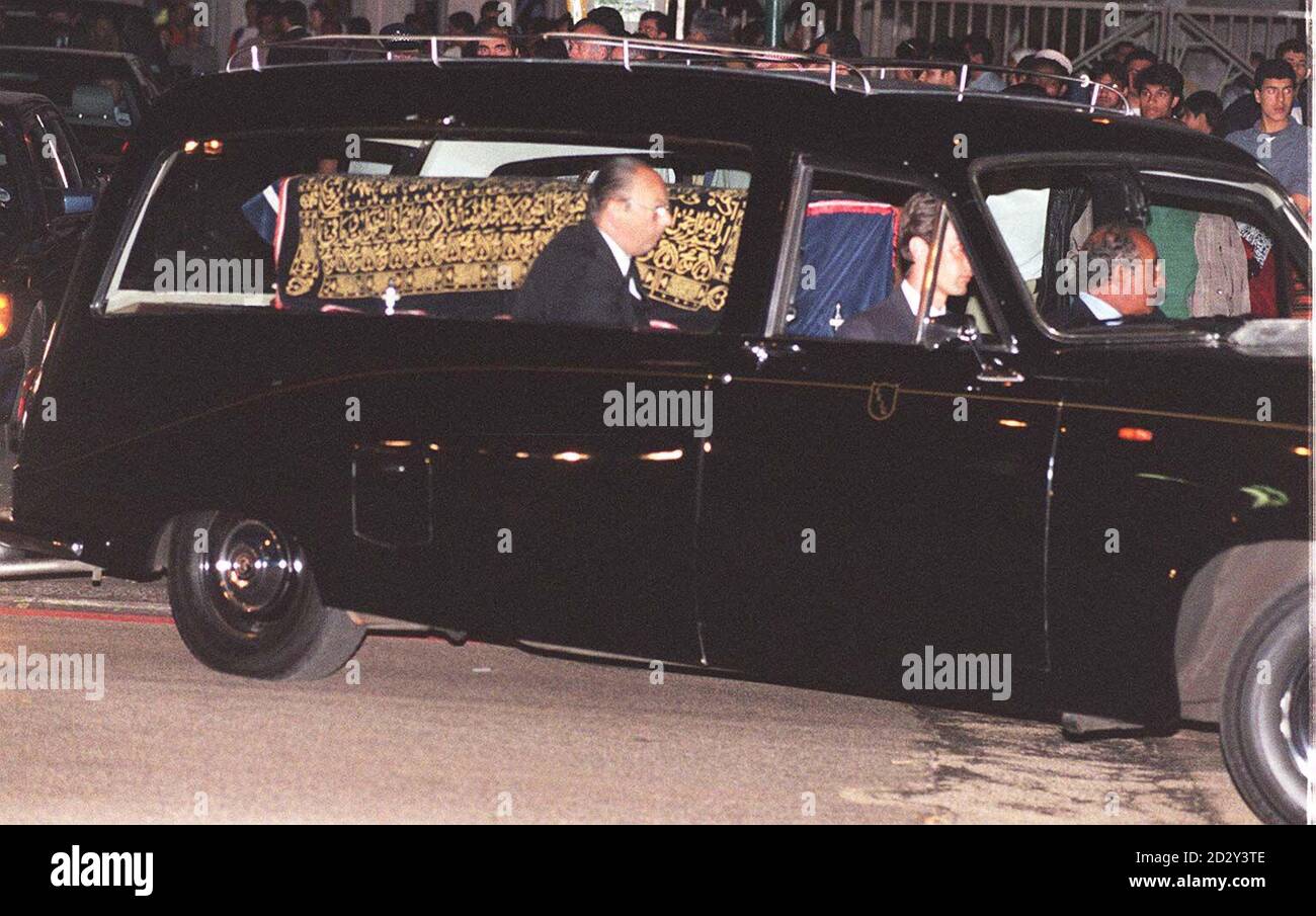 The coffin carrying Dodi Fayed leaves Regents Park Mosque after a brief ...